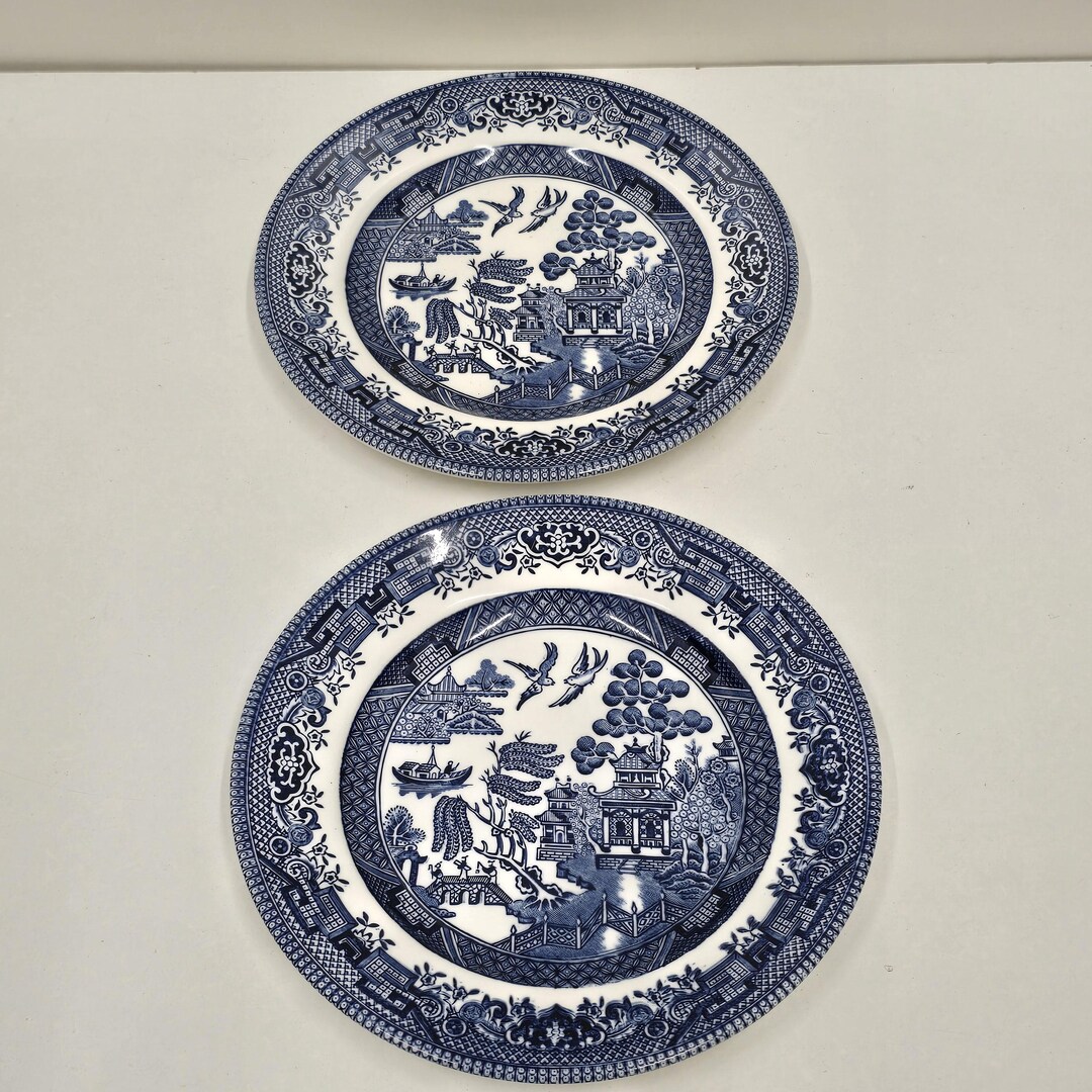 Vintage Churchill Willow Blue White Pattern Set of 2 Tea Plates 6 5/8 ...