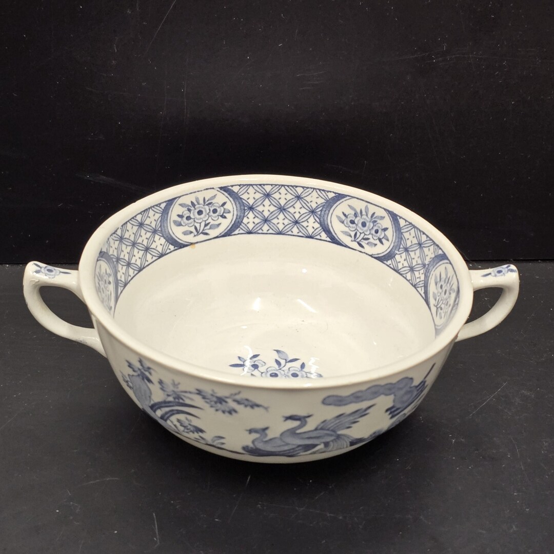 Vintage Furnivals Old Chelsea Pattern Blue and White 2 Handled Soup ...
