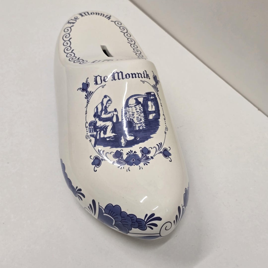 Vintage Delft Blue Pottery Clog Bank: Dutch Dranken De Monnik, 12" - Etsy