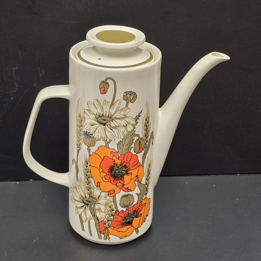 Vintage JG Meakin Poppy Pattern Coffee Pot - Etsy UK