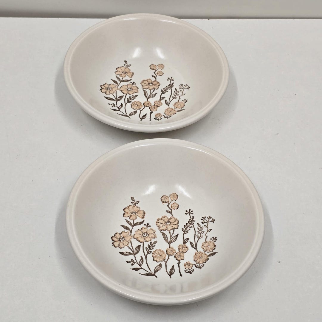 Vintage Biltons Soup Bowls: Peach Flowers, Brown Leaves - Set of 2 - Etsy