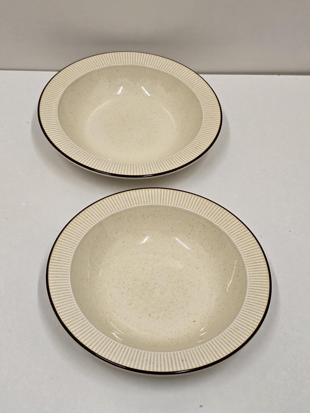 Vintage Poole Pottery Set of 2 Broadstone Wide Rim Rimmed Soup Pudding ...