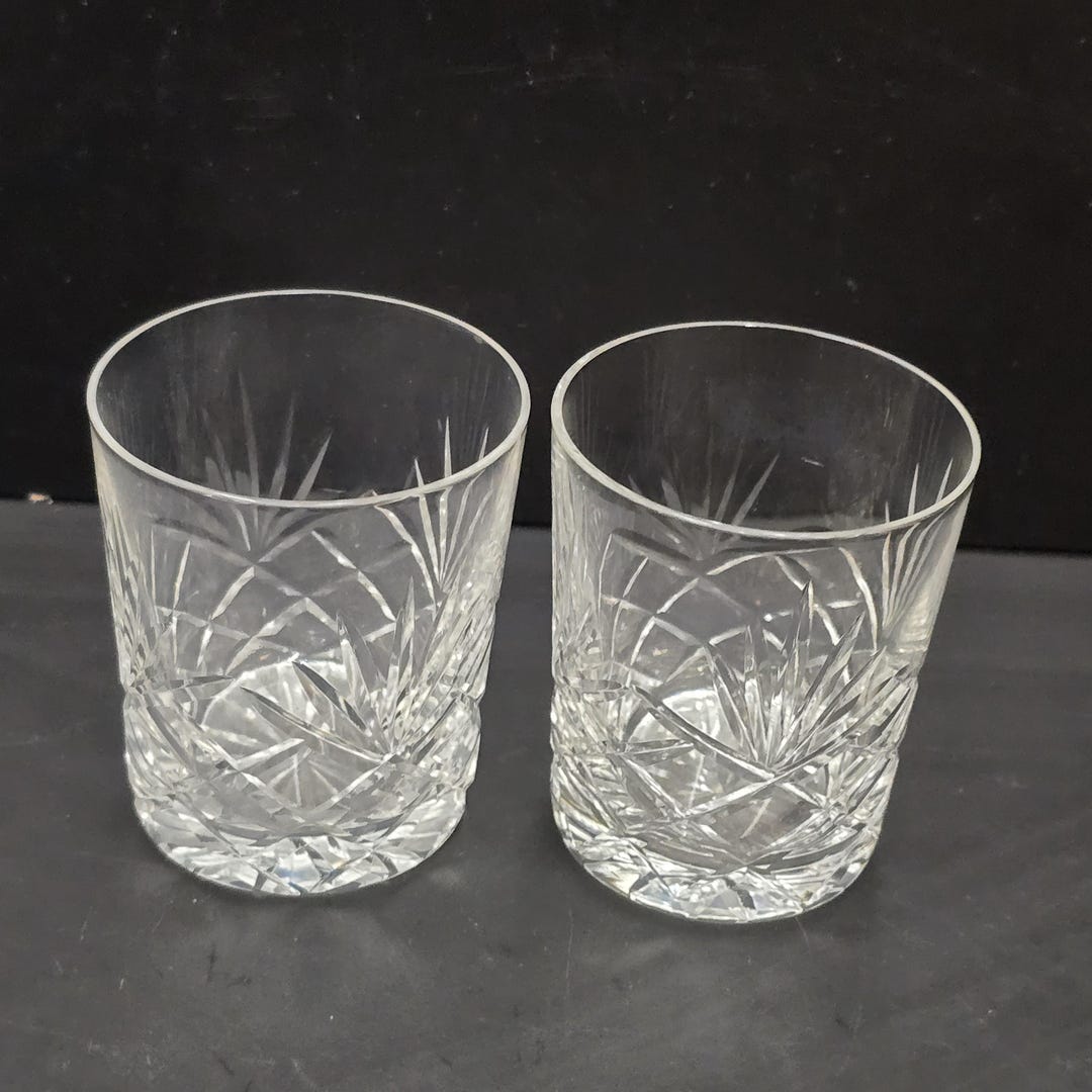 Vintage Edinburgh Crystal Oban Pattern Set of 2 Whisky Glasses 3 Inches ...