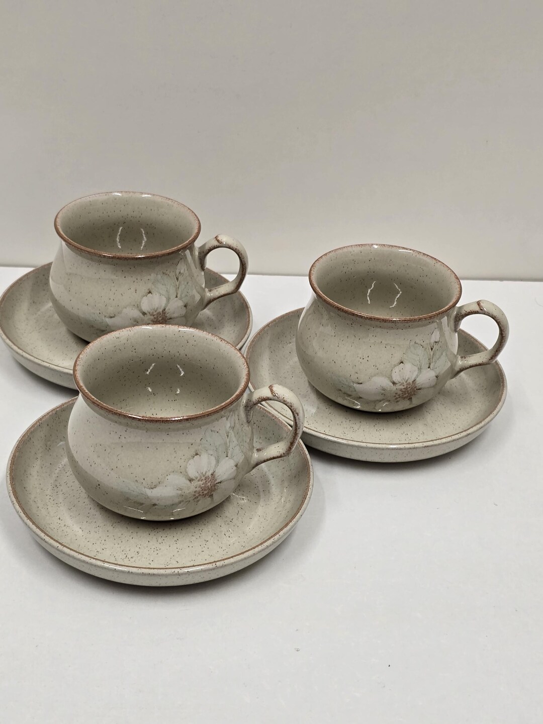 Vintage Denby Daybreak Pattern Set of 3 Cups and Saucers - Etsy Canada