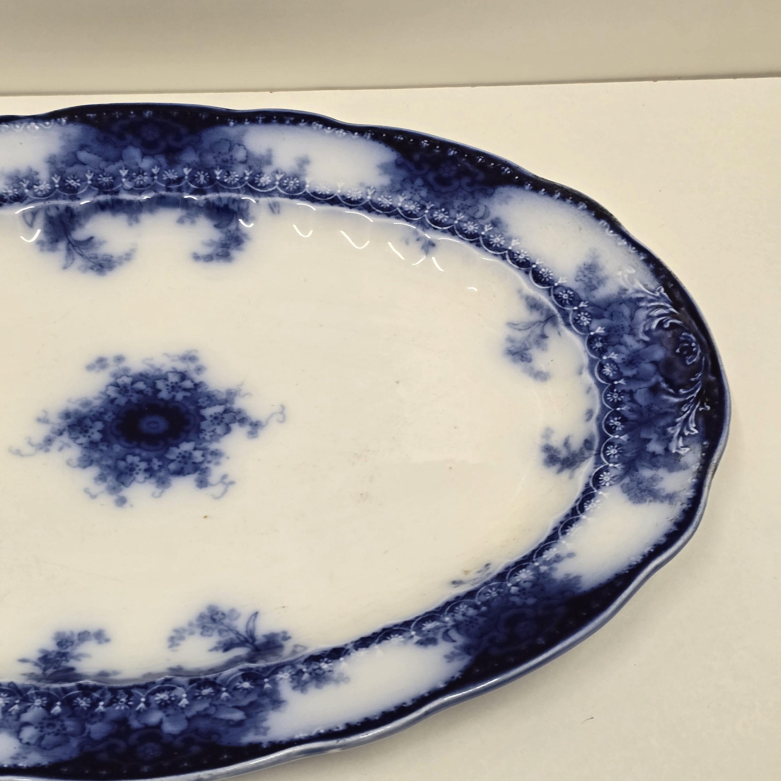 Antique Alfred Meakin Kelvin Blue White Pattern Oval Serving Plate 18 ...