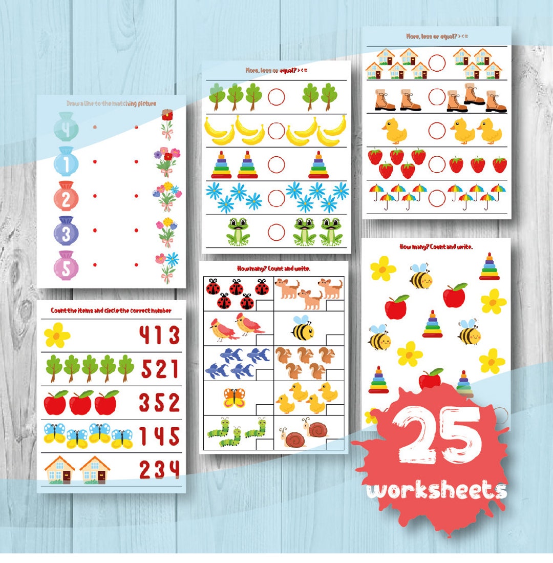 Counting 1-5 Worksheets - Etsy