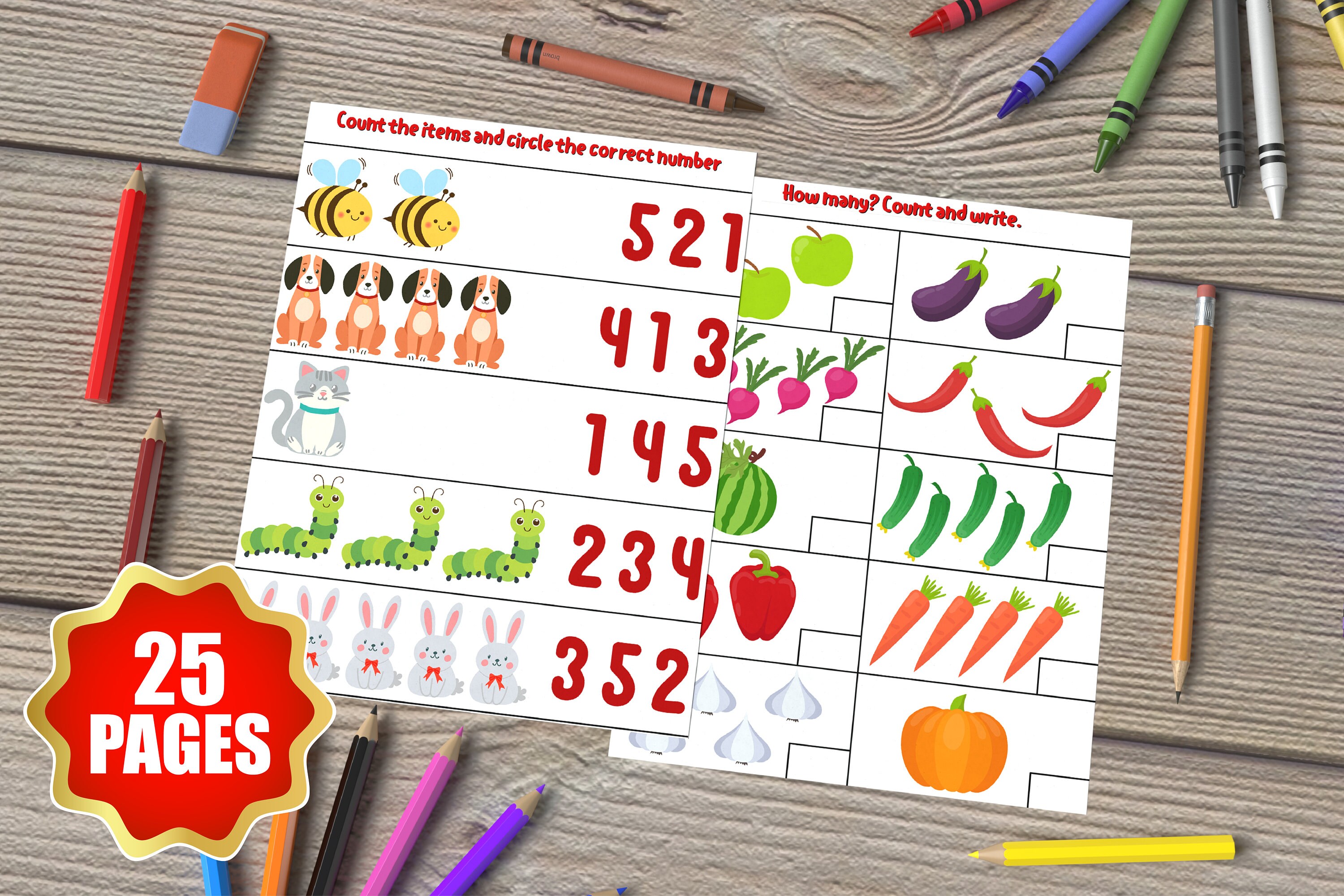 Counting 1-5 Worksheets - Etsy