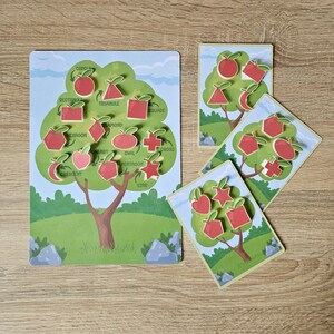 2D Shape Matching Printables Red Apples Pretend Play Activity Toddlers ...