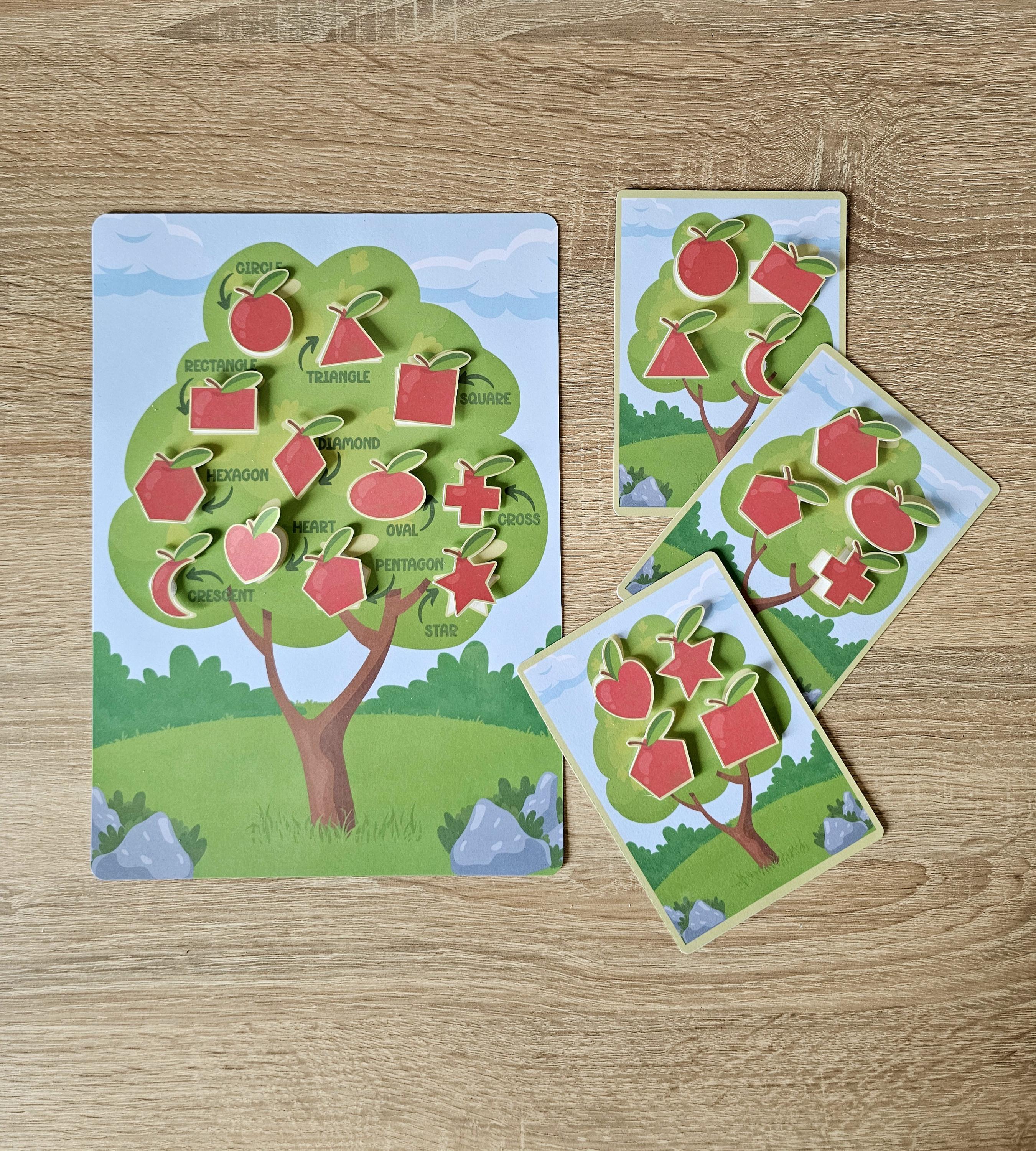 2D Shape Matching Printables Red Apples Pretend Play Activity Toddlers ...