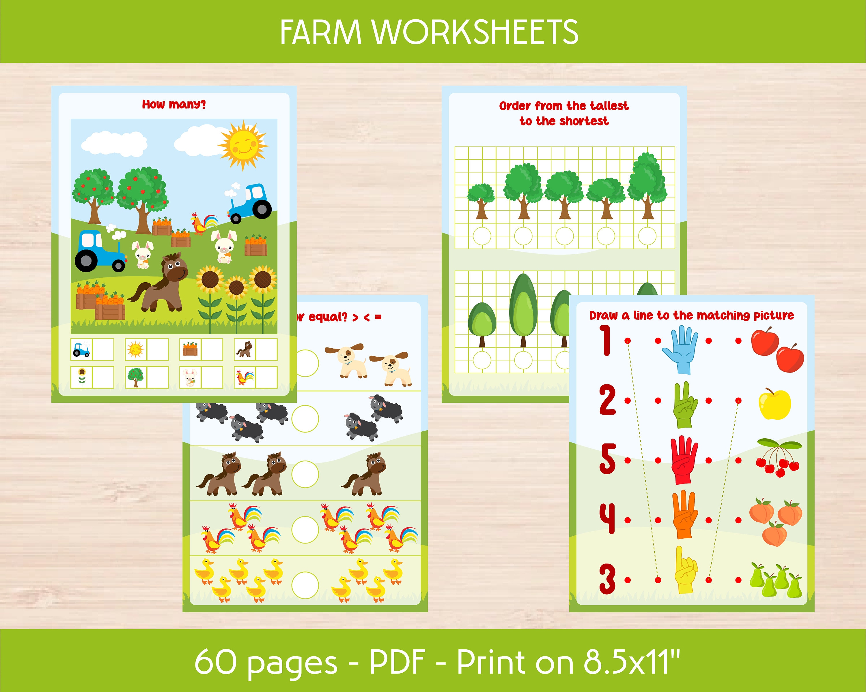 Farm Worksheets (counting 1-5, Find the Diference, Find Identical, Plus ...