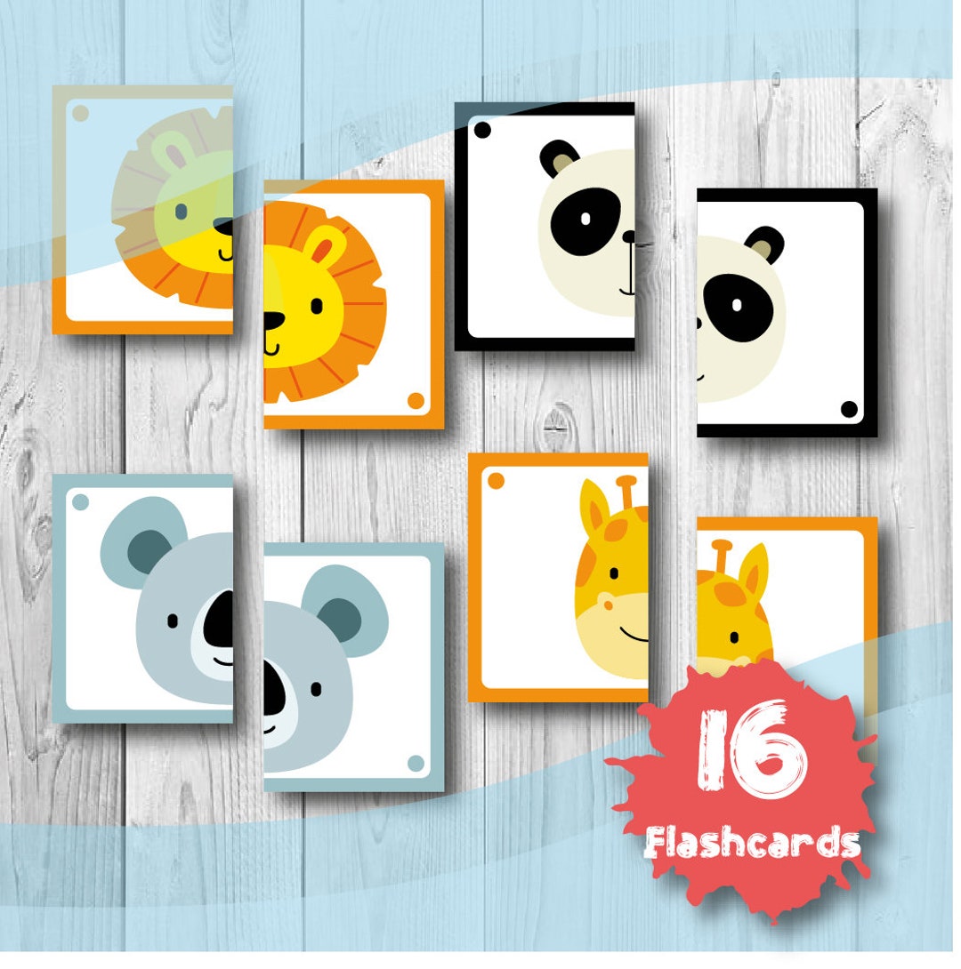 Cute Animal Faces Matching Game for Kids, Matching Activity, Animal ...
