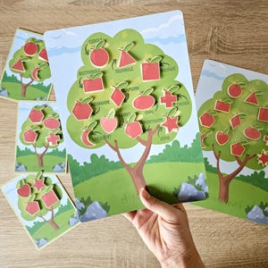 2D Shape Matching Printables Red Apples Pretend Play Activity Toddlers ...