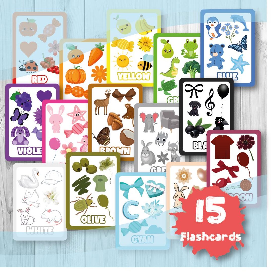 15 Color Printable Color Flashcards, Kindergarten & Homeschool Practice ...