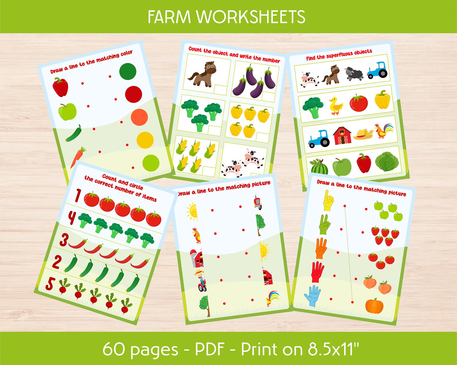 Farm Worksheets (counting 1-5, Find the Diference, Find Identical, Plus ...