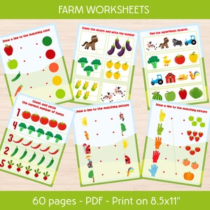 Farm Worksheets (counting 1-5, Find the Diference, Find Identical, Plus ...