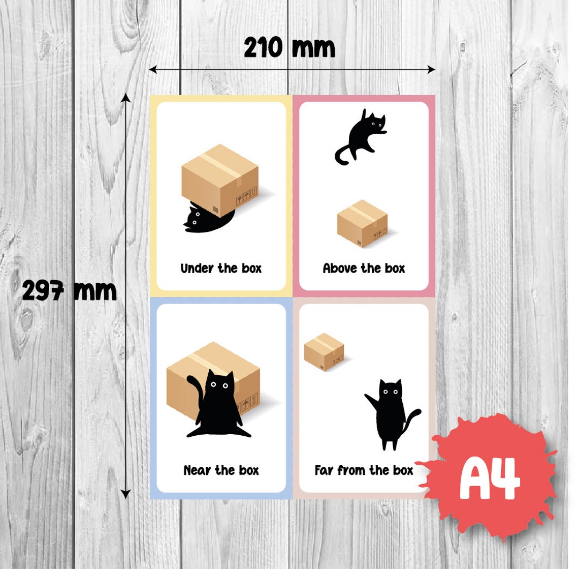 Prepositions Digital Printable Flashcards, Printable Positional ...