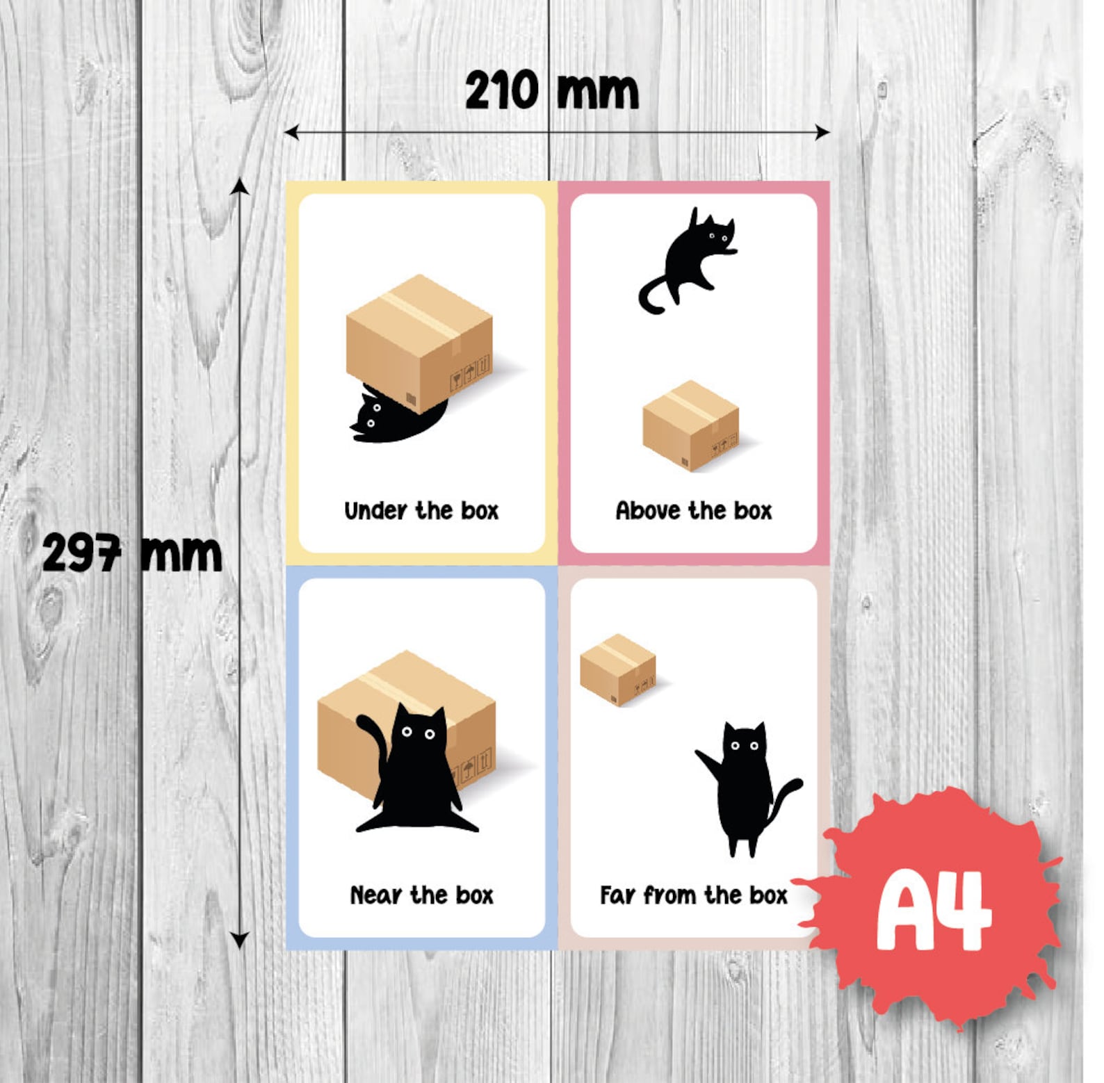 Prepositions Digital Printable Flashcards, Printable Positional ...