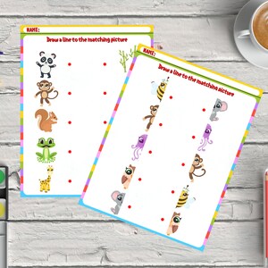 Printable Worksheets, Draw a Line to the Matching Picture 8.5x11 - Etsy