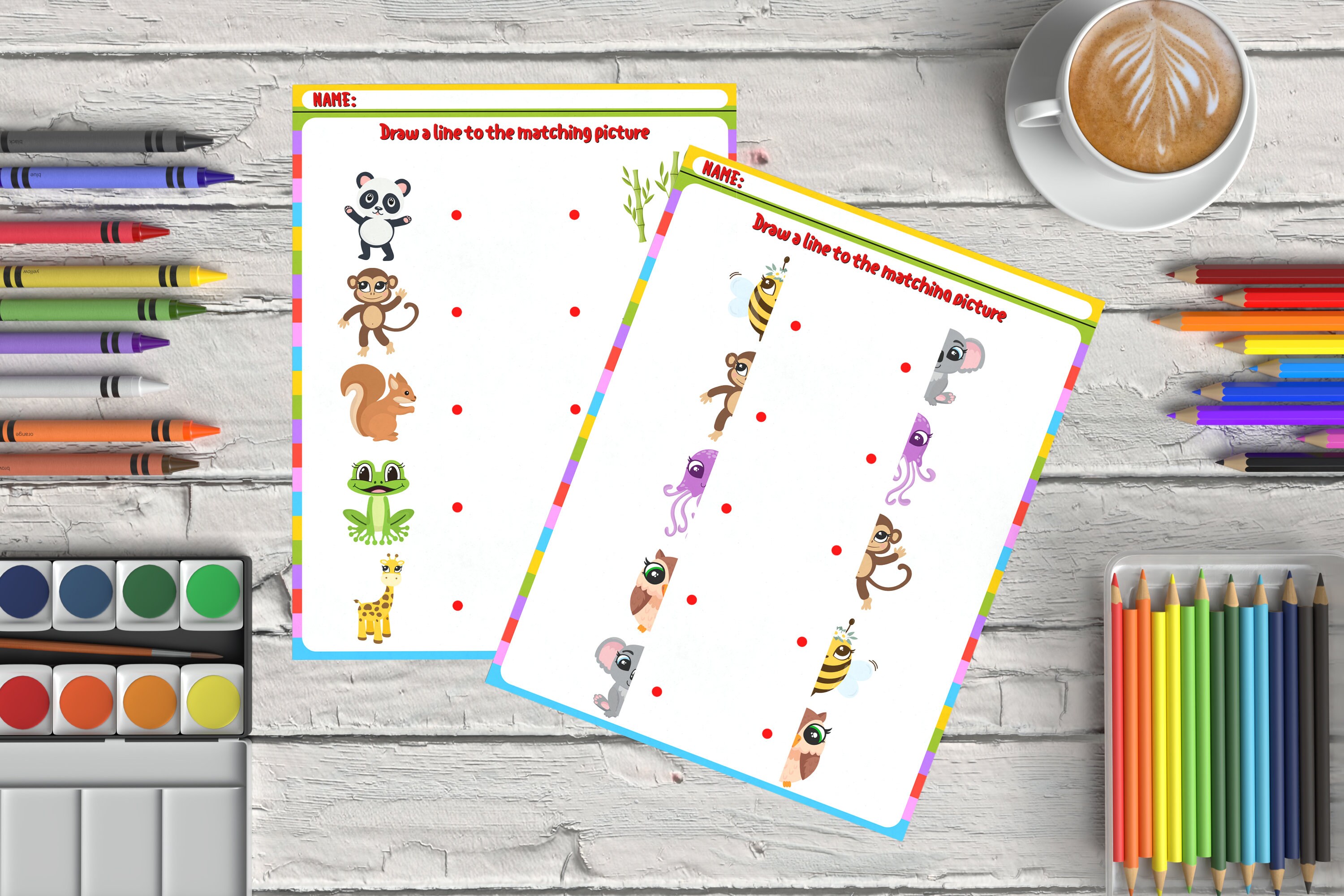 Printable Worksheets, Draw a Line to the Matching Picture 8.5x11 - Etsy