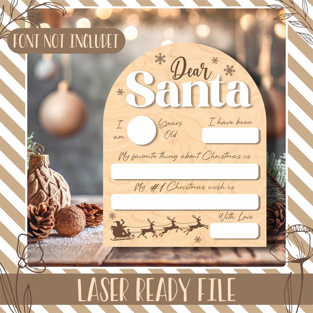 Dear Santa Board Laser Cut File, Christmas Photo Prop, Glowforge ...