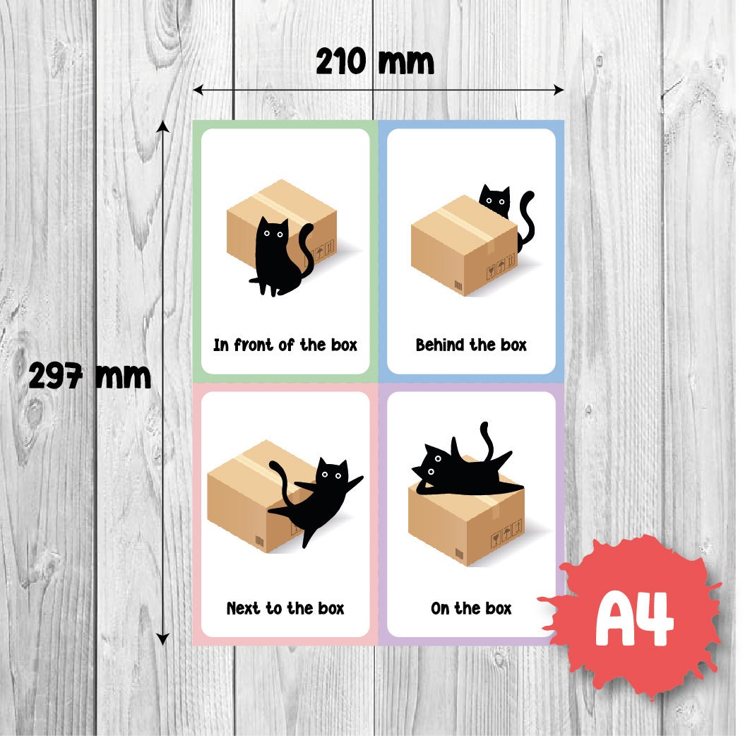 Prepositions Digital Printable Flashcards, Printable Positional ...