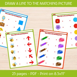 Printable Worksheets, Draw a Line to the Matching Picture 8.5x11 - Etsy