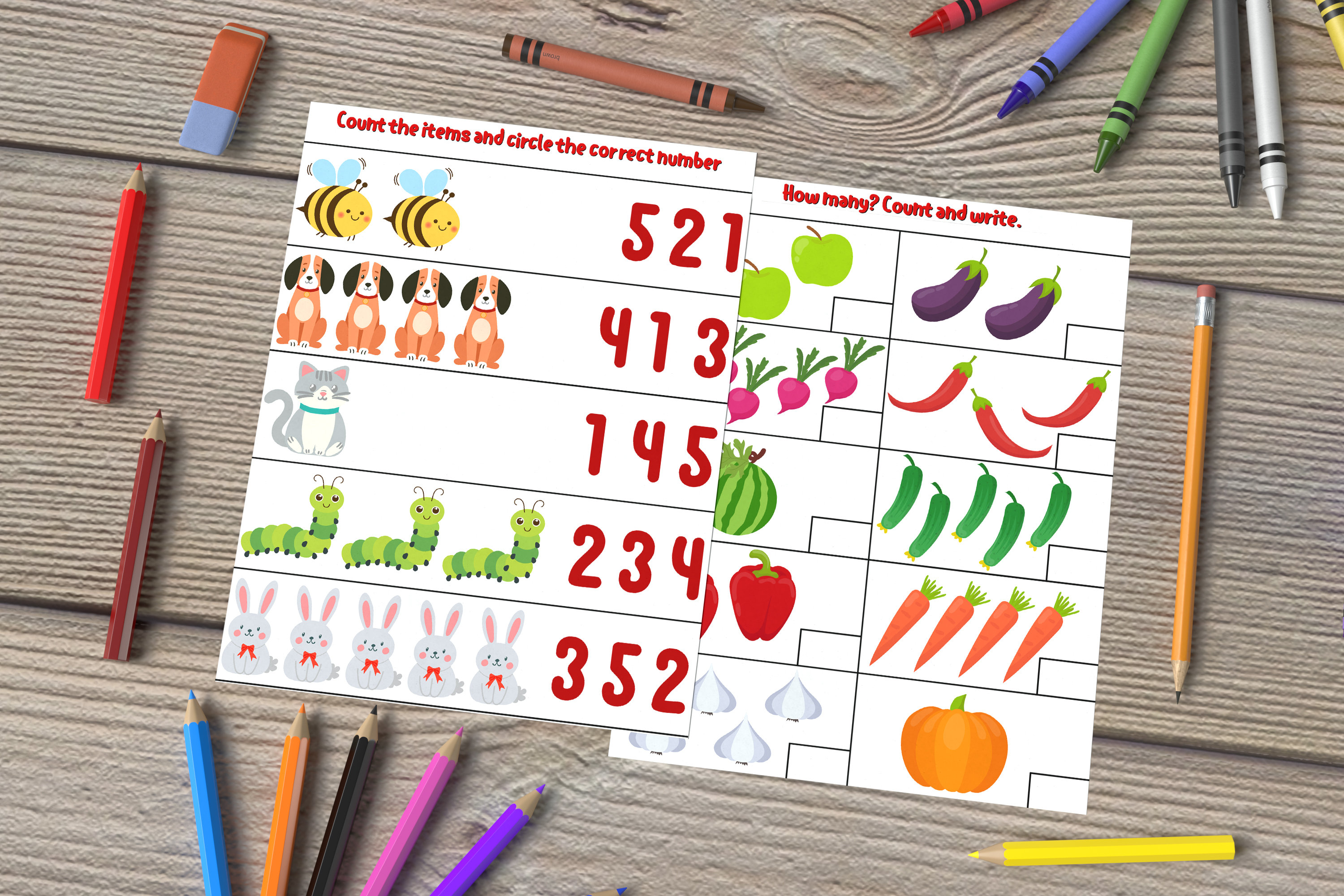 Counting 1-5 Worksheets - Etsy