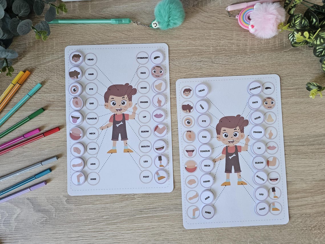 Body Parts Activity for Kids, Body Parts Matching Activity Printable ...