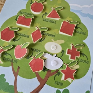 2D Shape Matching Printables Red Apples Pretend Play Activity Toddlers ...