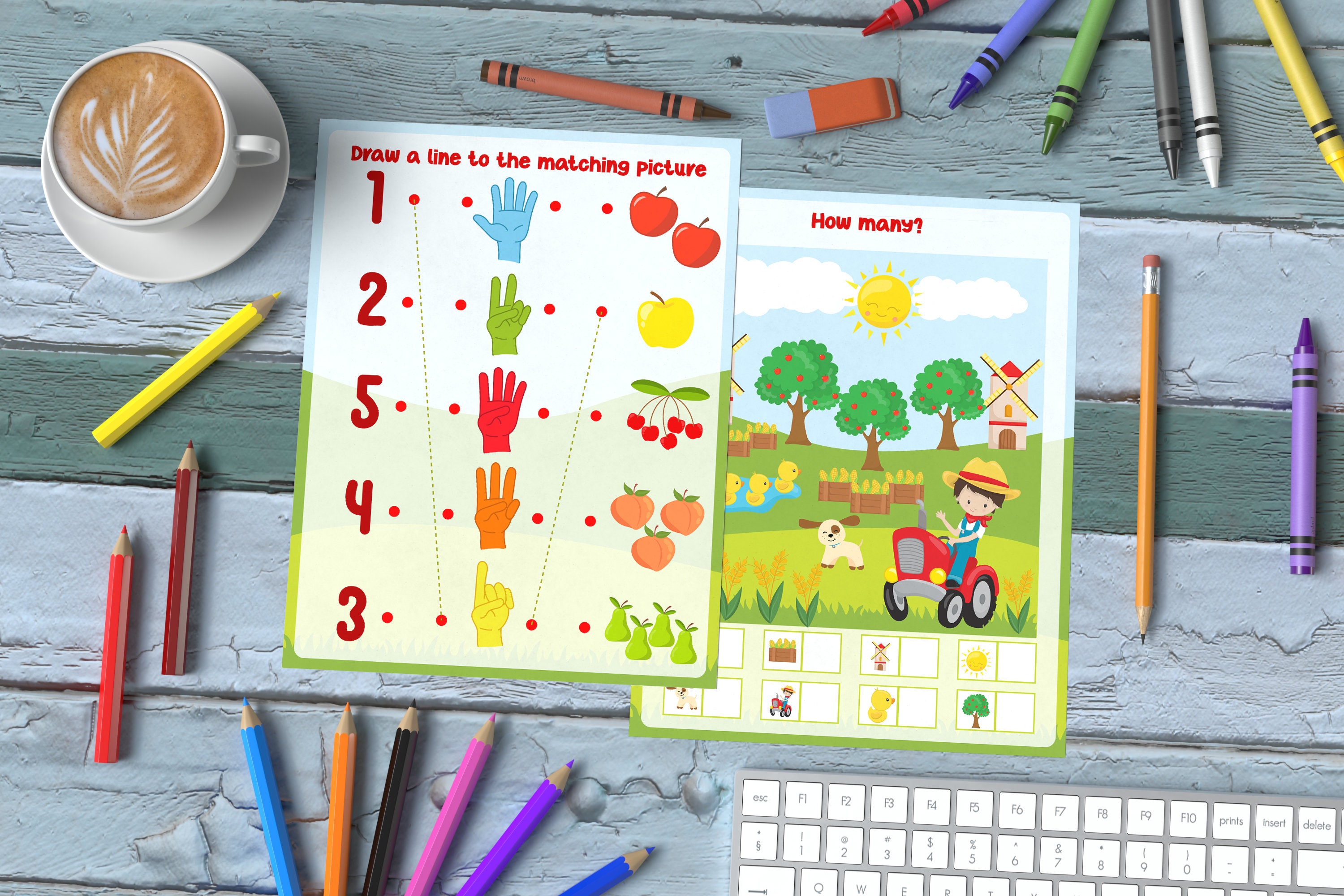 Farm Worksheets (counting 1-5, Find the Diference, Find Identical, Plus ...