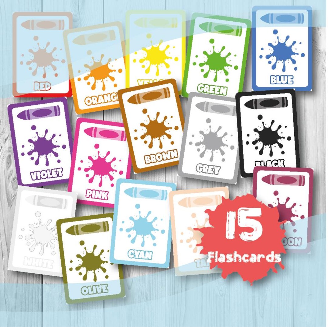 15 Color Printable Color Flashcards, Kindergarten & Homeschool Practice ...