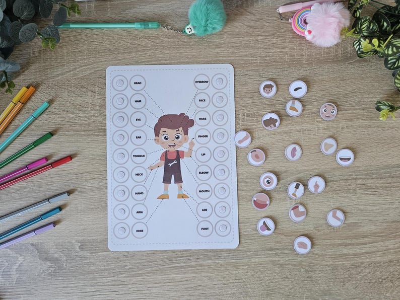 Body Parts Activity for Kids, Body Parts Matching Activity Printable ...