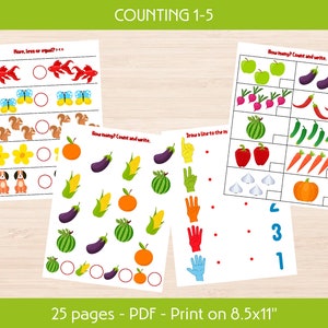 Counting 1-5 Worksheets - Etsy