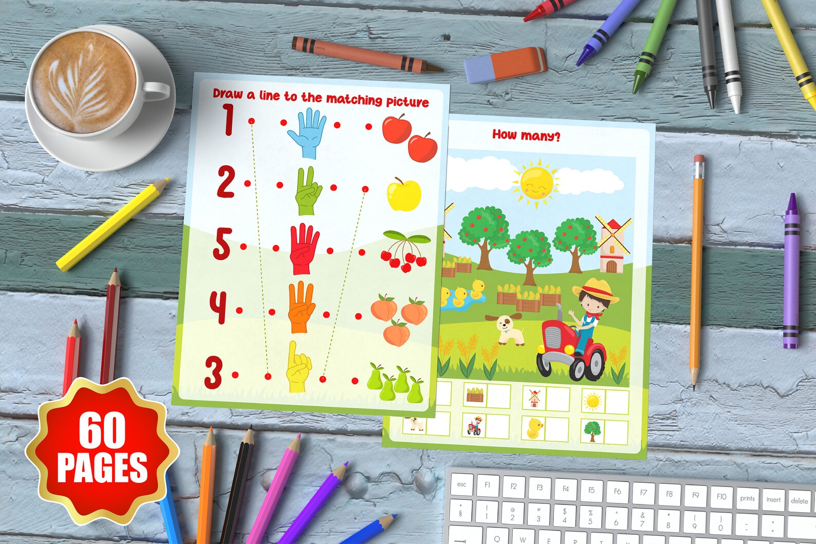 Farm Worksheets (counting 1-5, Find the Diference, Find Identical, Plus ...