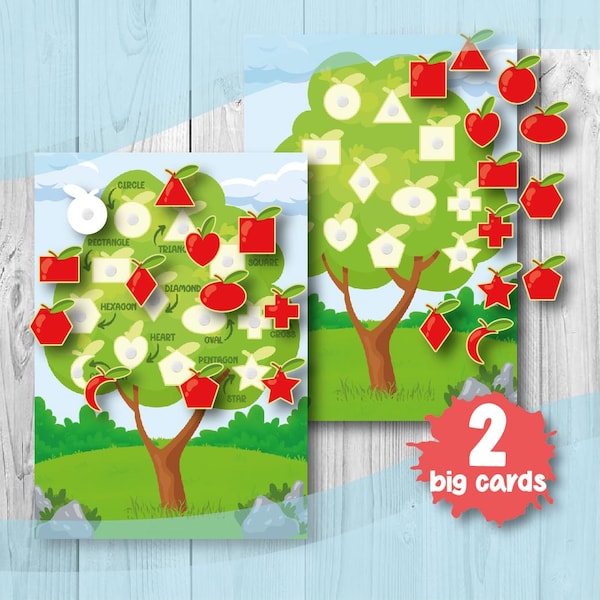 2D Shape Matching Printables Red Apples Pretend Play Activity Toddlers ...