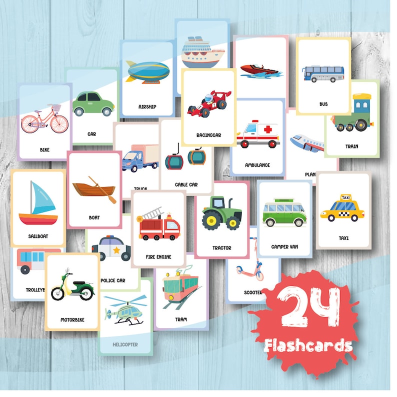 Transportation Cards Preschool Printable Flash Cards Transportation ...