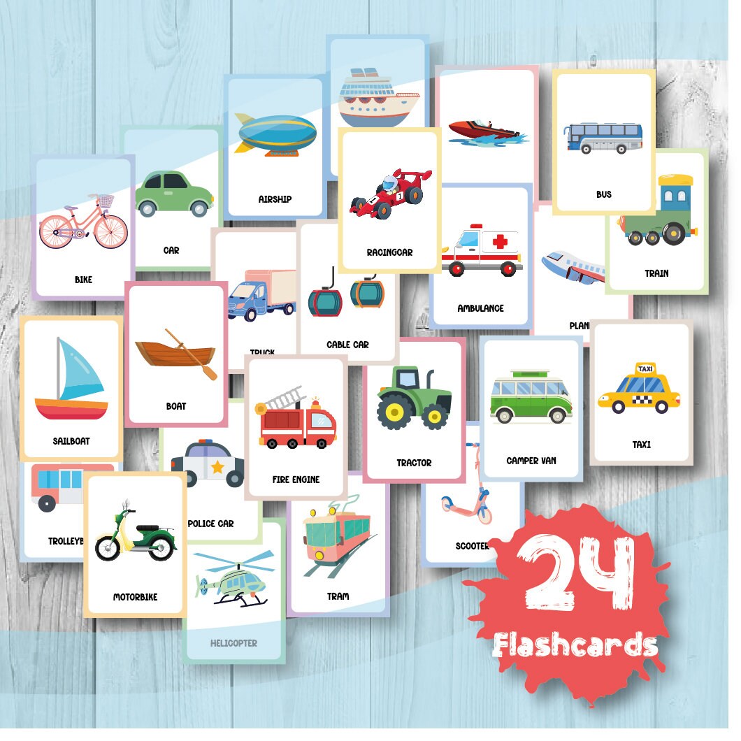 Transportation Cards Preschool Printable Flash Cards Transportation ...