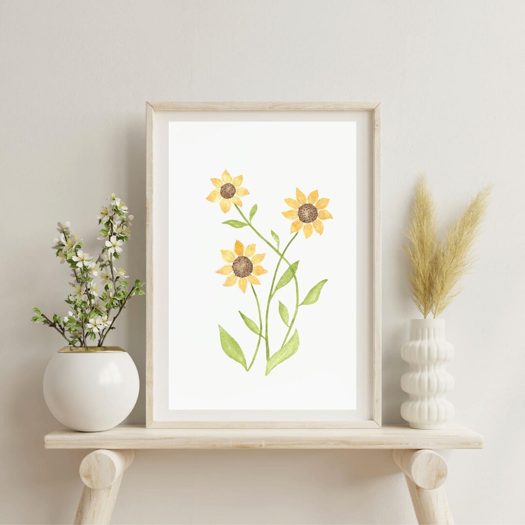 Hand-painted Watercolor Black-eyed Susans Art Print - Digital Download ...