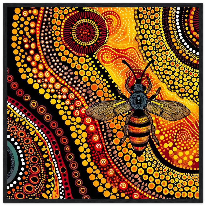 Ancient Bee Aboriginal-inspired Art Premium Matte Paper Wooden Framed ...