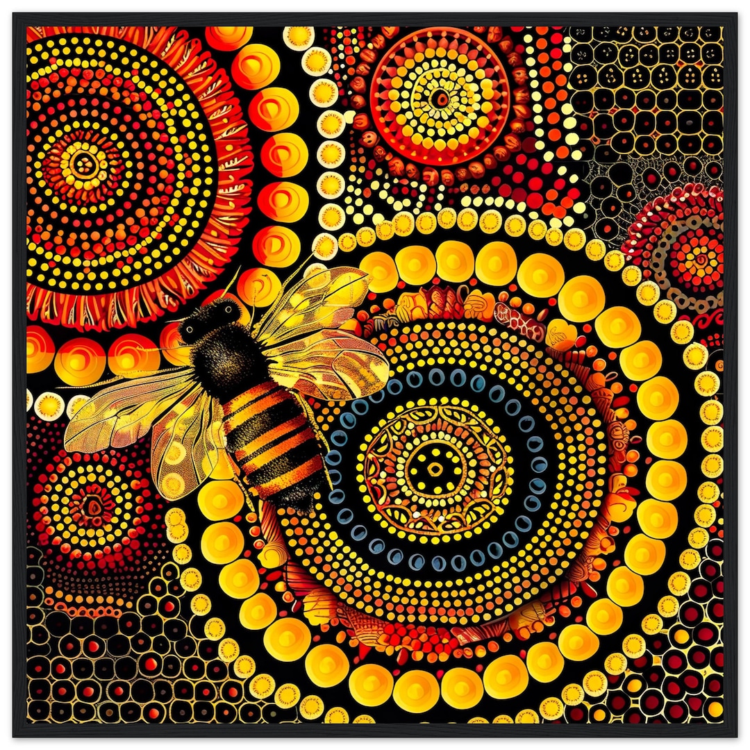 Ancient Sunburst Aboriginal Bee Design Framed Poster Premium Matte ...