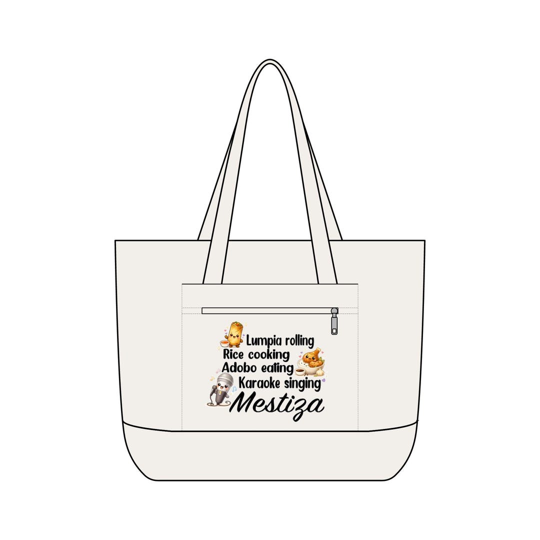 Funny Cute Filipino Mestiza Zippered Canvas Tote | Tagalog Humor ...