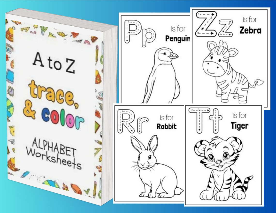 Letter A-Z Printable Tracing and Coloring Pages for Kids, Toddlers, and ...