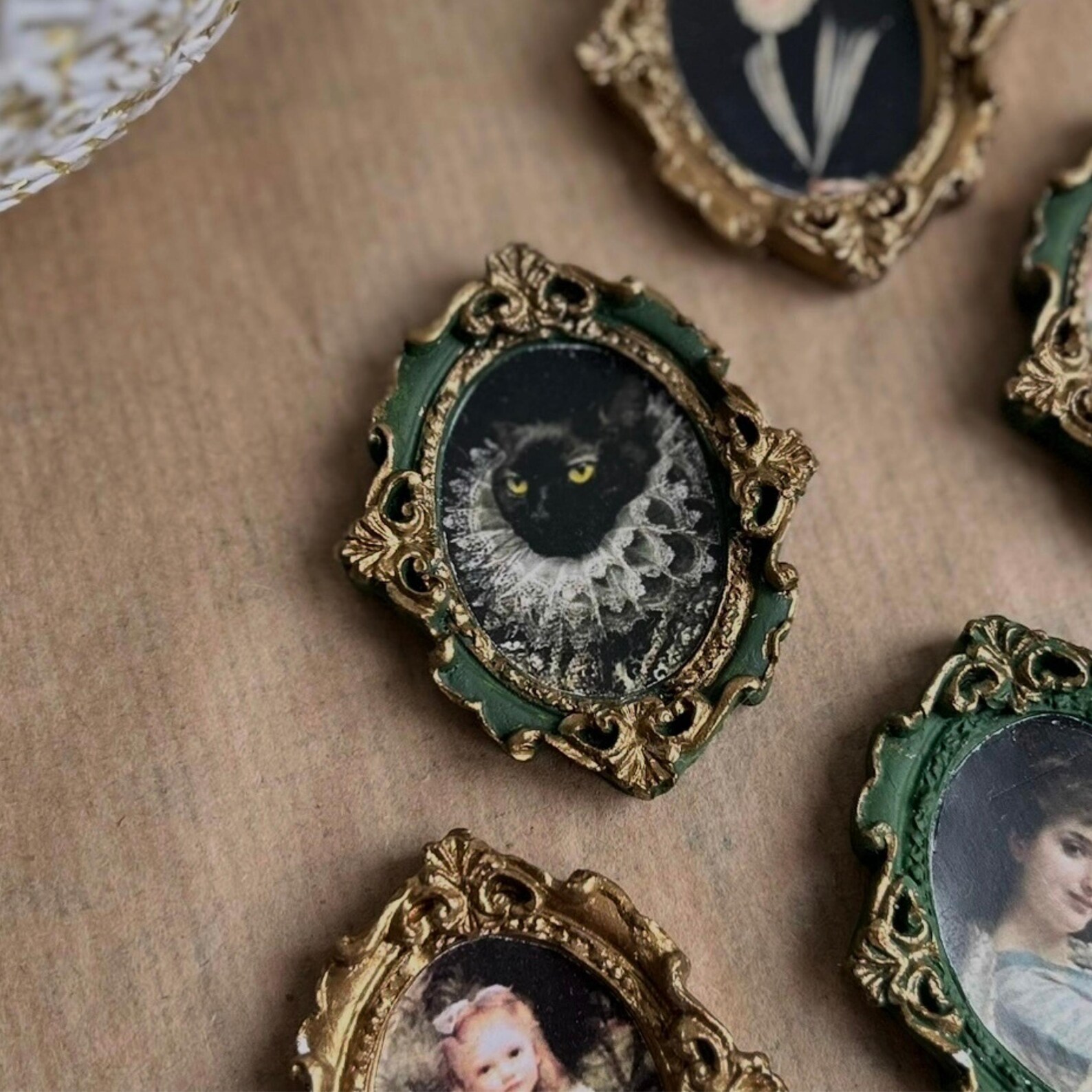 Handmade Mini Plaster Art Print in Vintage Frame - Dollhouse Decor - Etsy