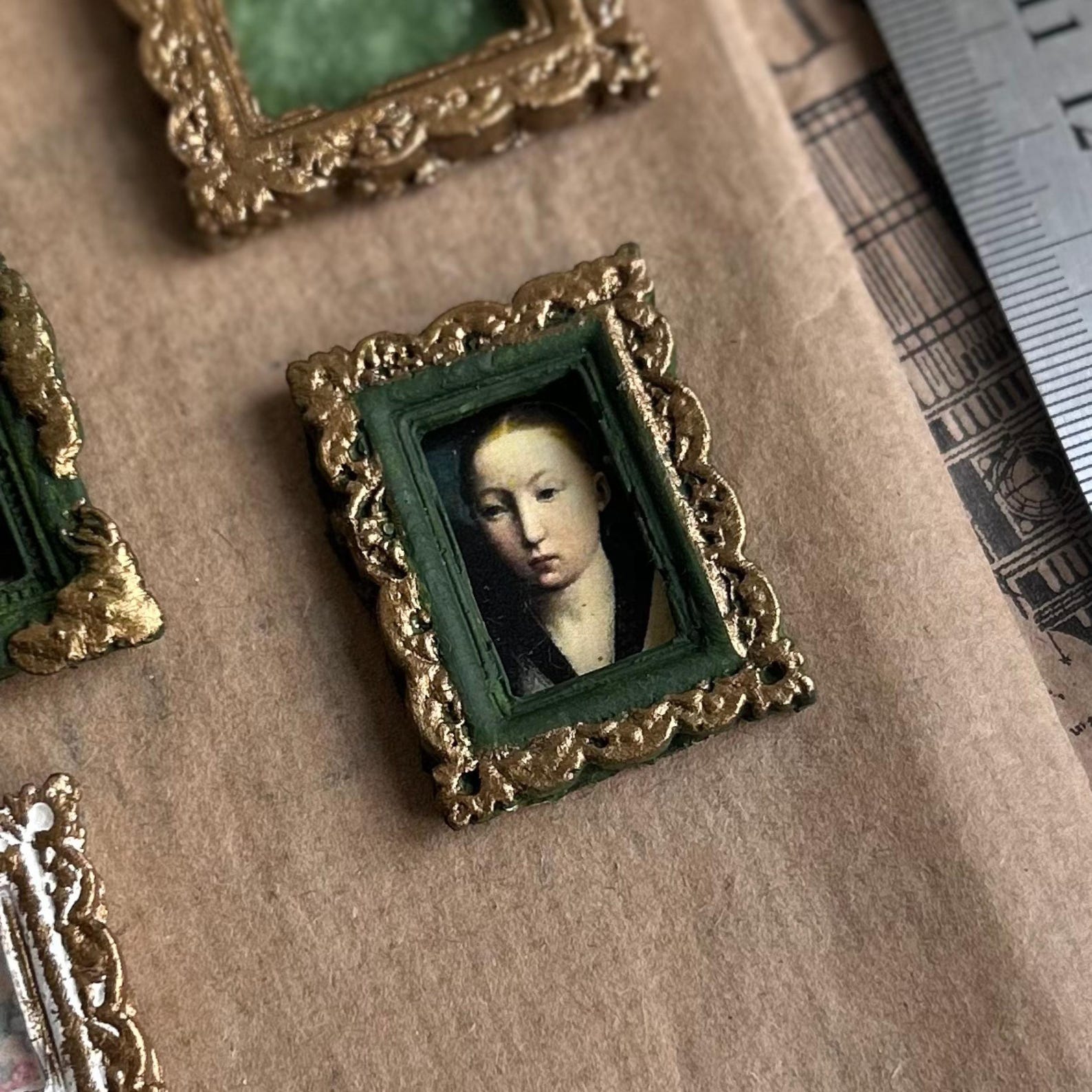 Handmade Mini Plaster Frame Print, Vintage Dollhouse Art (3x4, 4x5cm ...