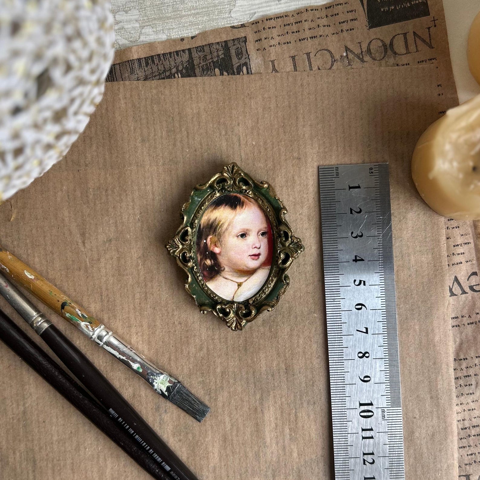 Handmade Mini Plaster Art Print in Vintage Frame - Dollhouse Decor - Etsy