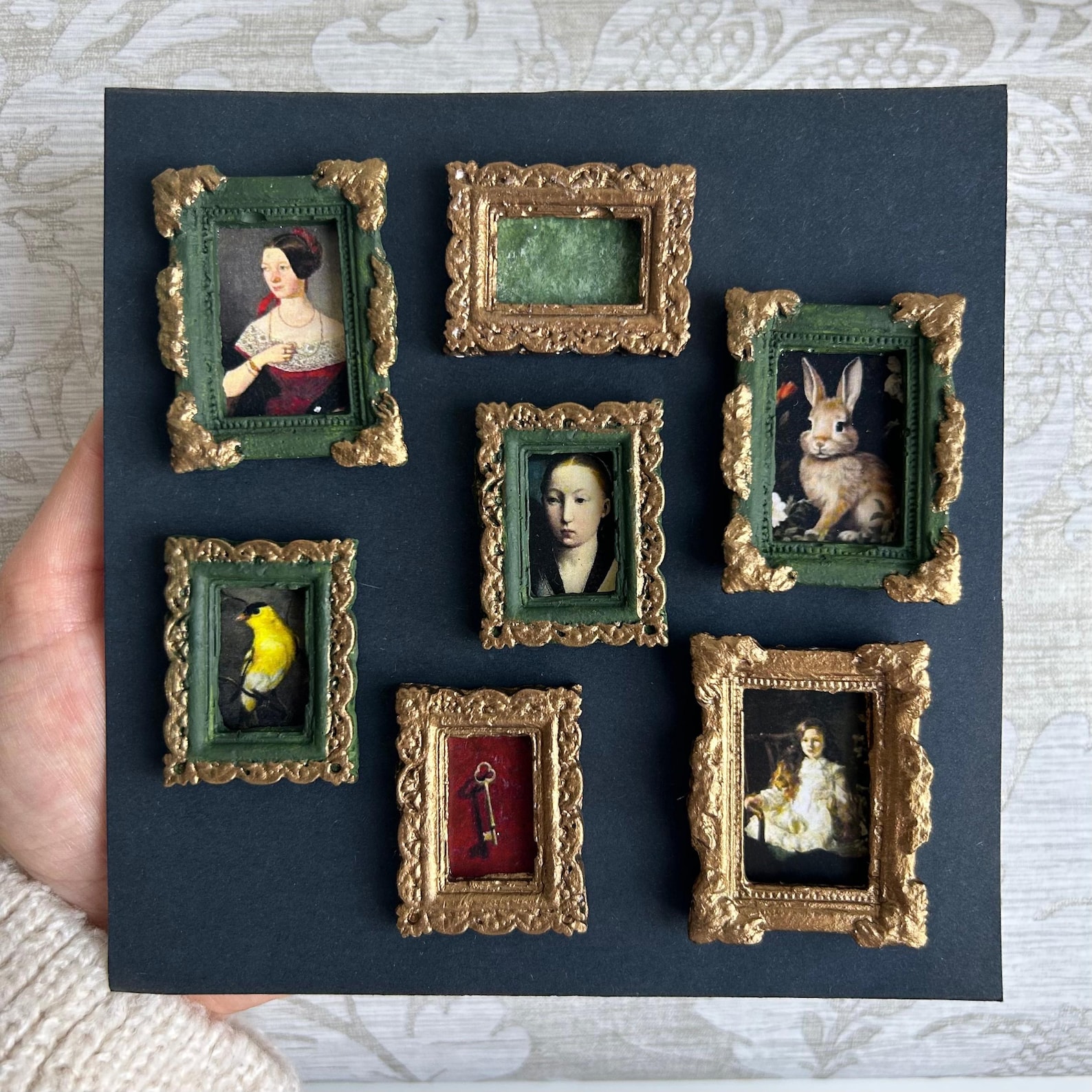 Mini Vintage Frame & Print / Antique Handmade Miniature Framed Art ...