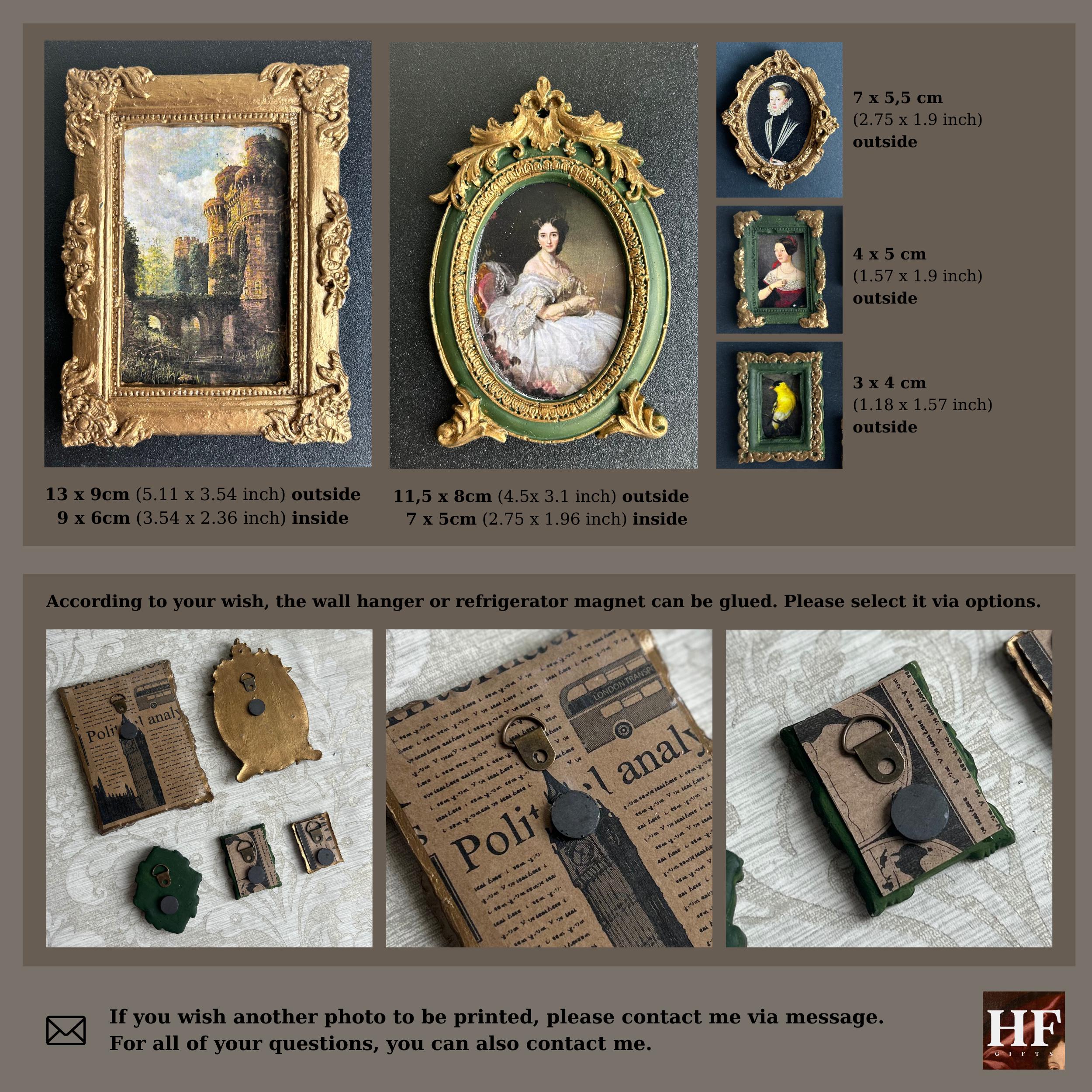 Mini Vintage Frame & Print / Antique Handmade Miniature Framed Art ...