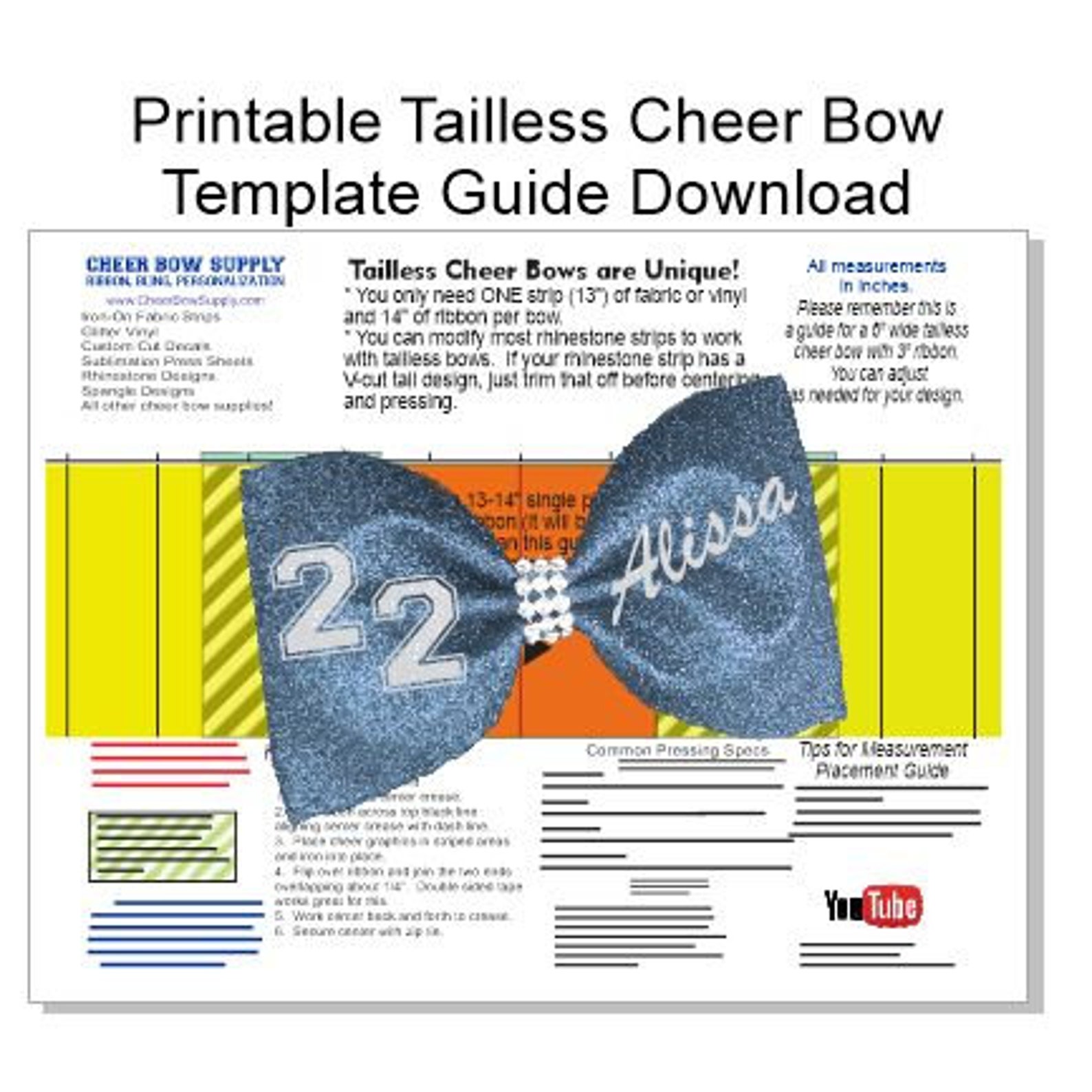 Printable Tailless Cheer Bow Template and Loop Graphic - Etsy