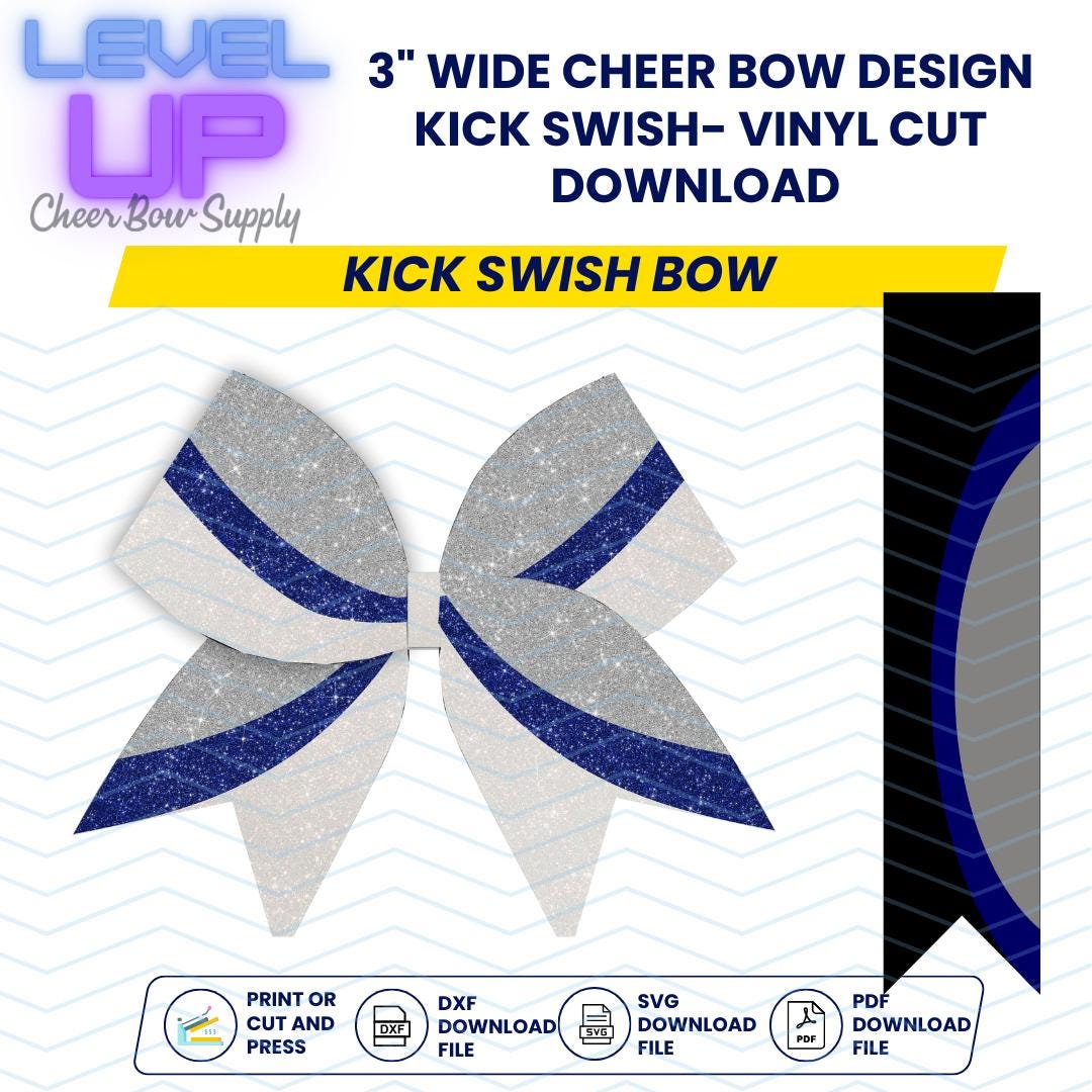 Kick Swish Vinyl Cheer Bow File Template - Instant File Download - Etsy
