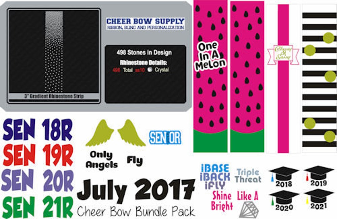 Cheer Bow Graphics Bundle Pack Digital INSTANT FILE DOWNLOAD Volume I ...